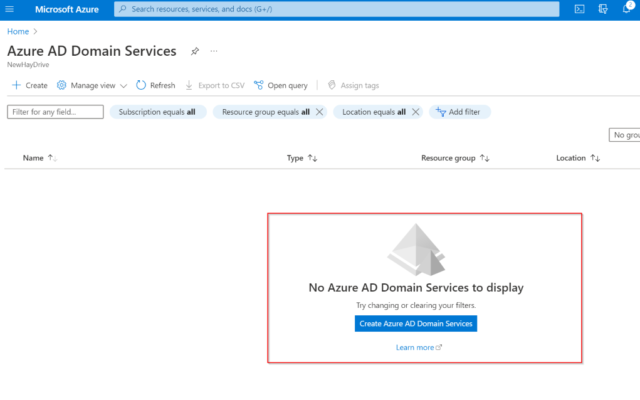Setup Azure Active Directory (AD) Domain Services – AADDS – HayDrive